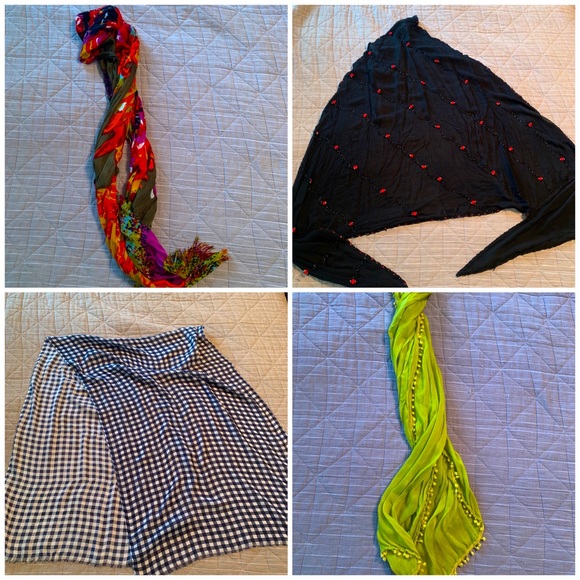 Vintage | Accessories | Floral Gingham And Chartreuse Scarves And One ...